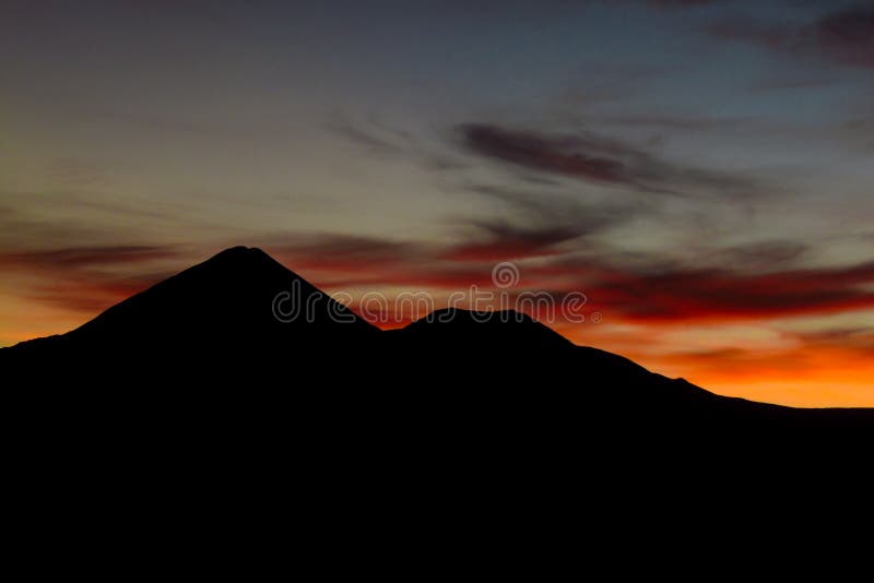 Beautiful Sunset and Volcano Stock Photo - Image of morning, orange ...