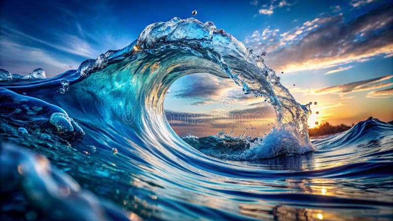 Beautiful Sunset Wave Vibrant Translucent Color Nice Clear Water ...
