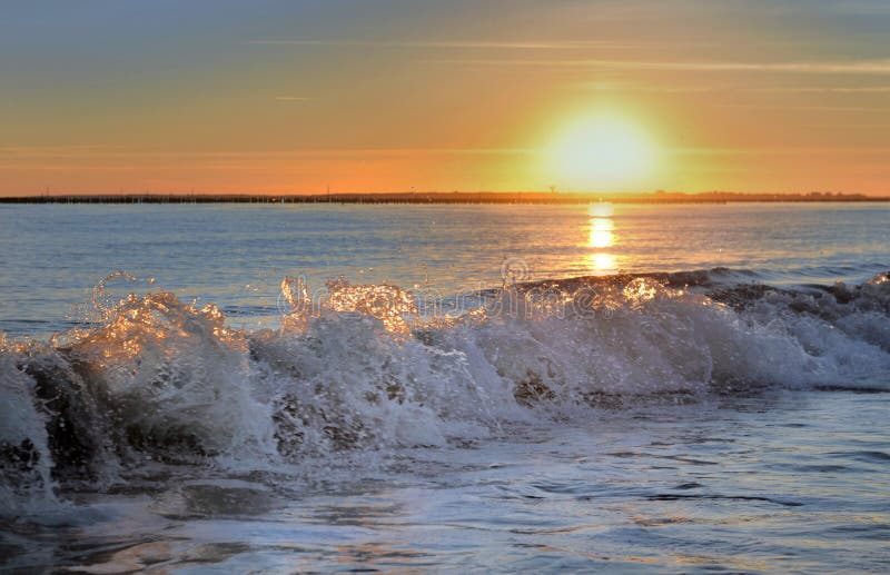 Beautiful Sunset on the Waves of Atlantic Ocean Stock Photo - Image of ...