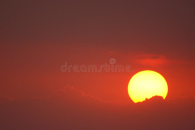 Beautiful Sunset with a Yellow Round Sun Stock Photo - Image of green ...
