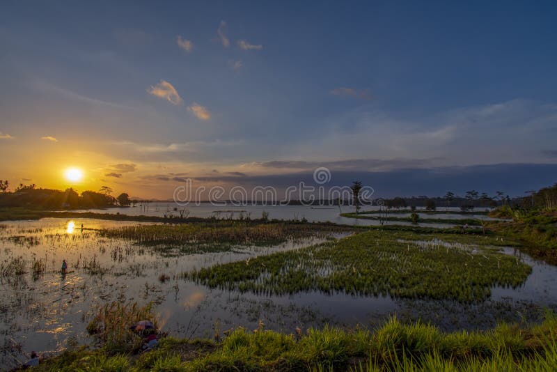 The Sunsets in the Sky, Natural, Nature, Background, Wallpaper Stock ...