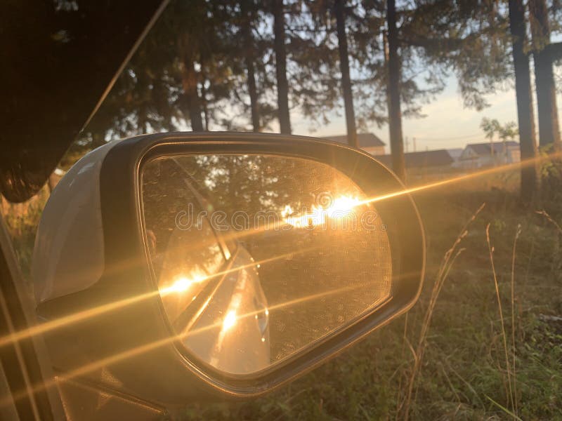 Beautiful Sunshine in a Side Mirror Stock Photo - Image of warm, forest ...