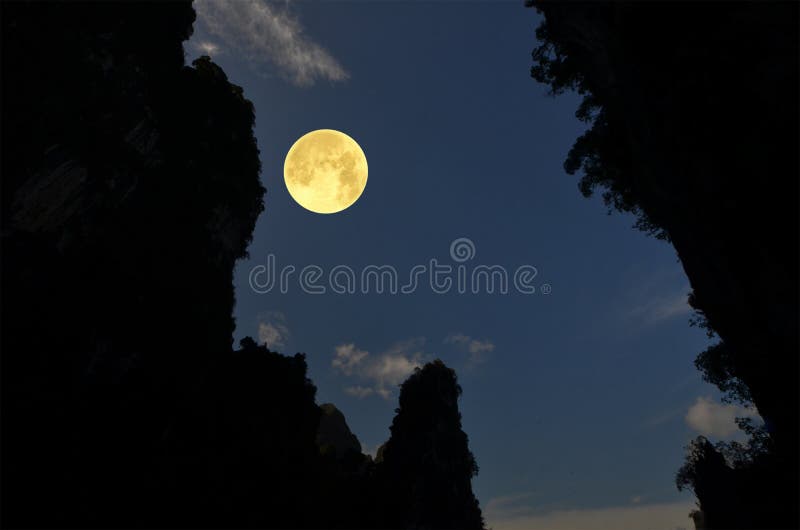 Beautiful Super Moon Over the Mountain Stock Photo - Image of lunar ...