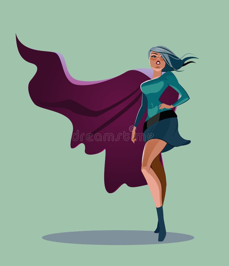 Comic Superwoman Actions in Different Poses. Female Superhero Vector ...