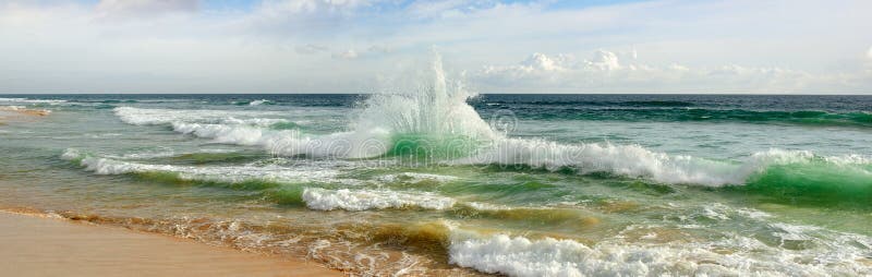 Beautiful Surf on the Picturesque Shore of the Ocean Stock Photo ...