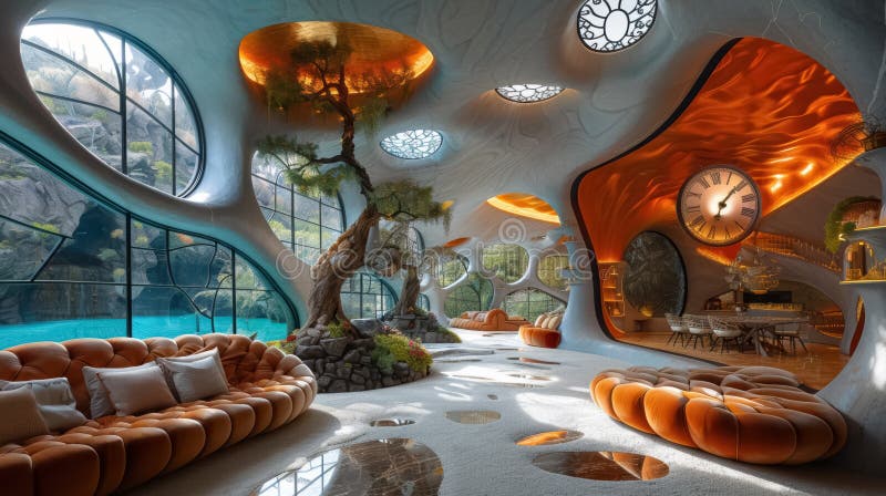 Beautiful Surreal Living Room Design Stock Illustration - Illustration ...