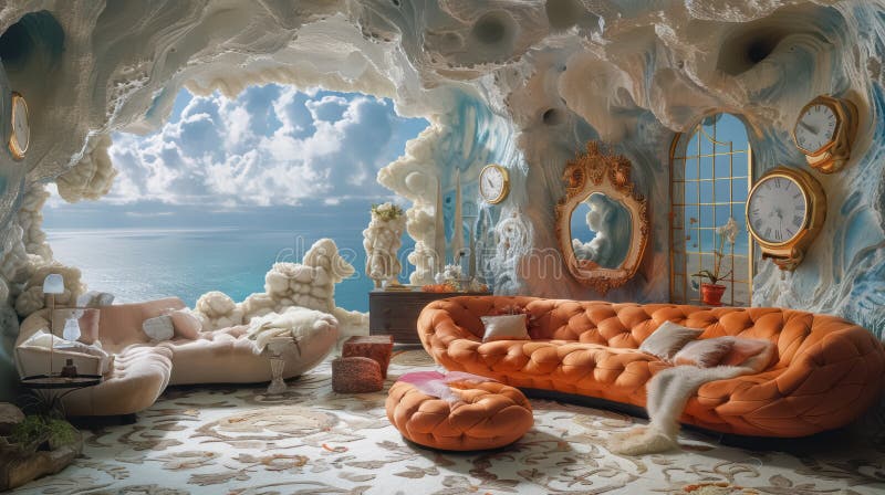 Beautiful Surreal Living Room Design Stock Illustration - Illustration ...