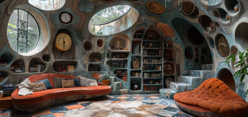 Beautiful Surreal Living Room Design Stock Illustration - Illustration ...