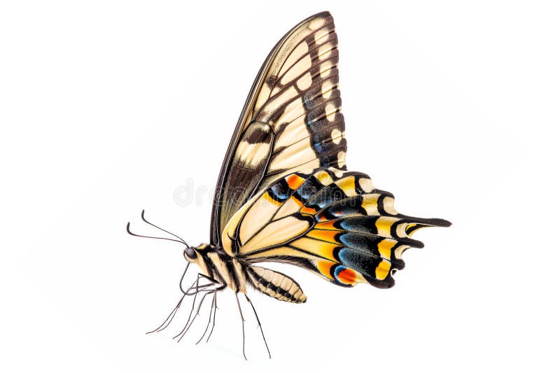 Beautiful Swallowtail Butterfly Isolated on a White Background. Side ...