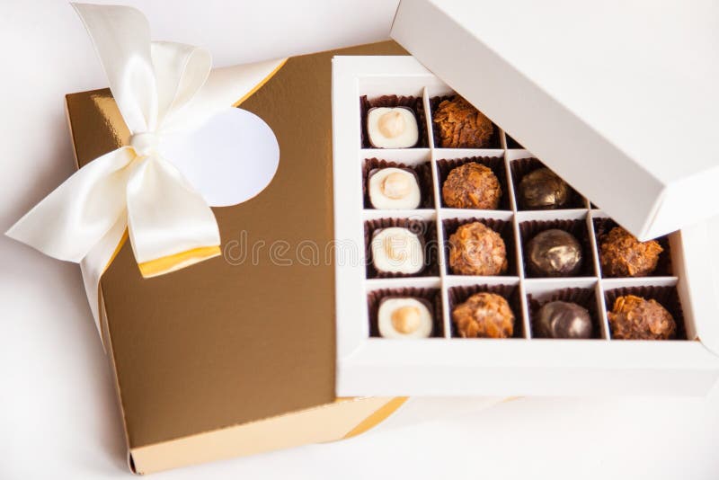 Beautiful Sweets in the Gift Box Stock Photo - Image of milk, white ...