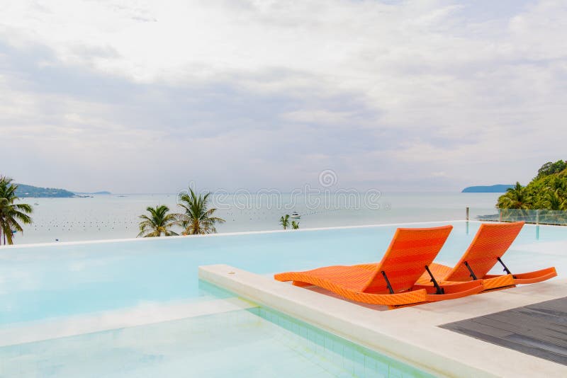 Beautiful Swiming Pool with Best Sea View Stock Image - Image of ...