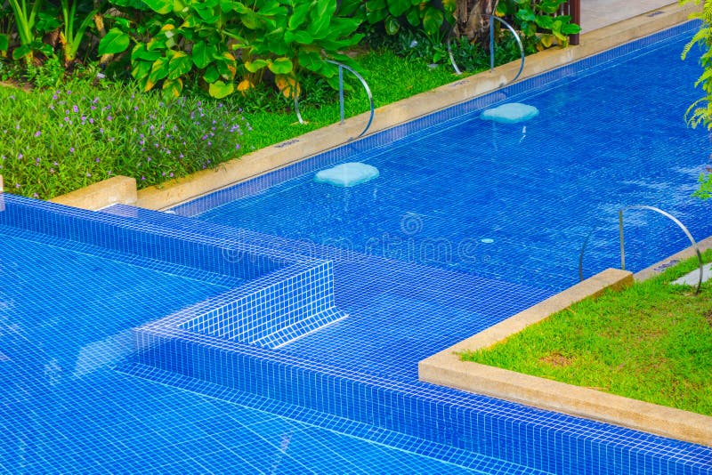 Beautiful Swimming Pool in Hotel Pool Resort . Stock Photo - Image of ...