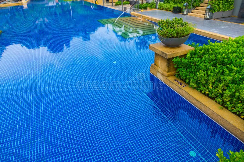 Beautiful Swimming Pool in Hotel Pool Resort . Stock Photo - Image of ...