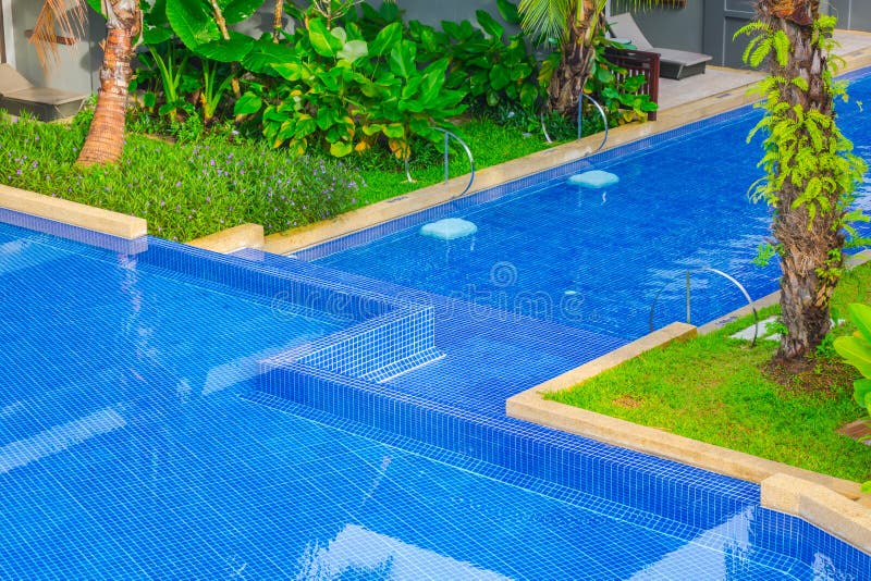 Beautiful Swimming Pool in Hotel Pool Resort . Stock Image - Image of ...