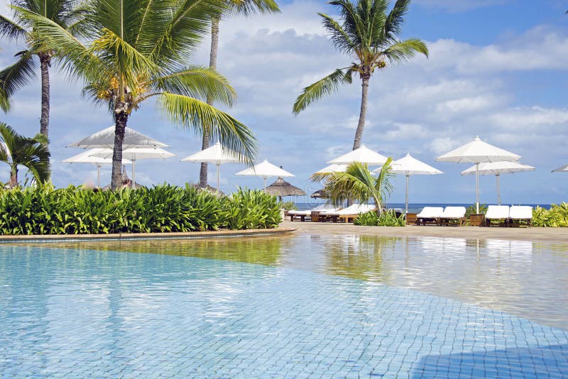 Beautiful Swimming Pool with Morning Sun. Stock Image - Image of ...