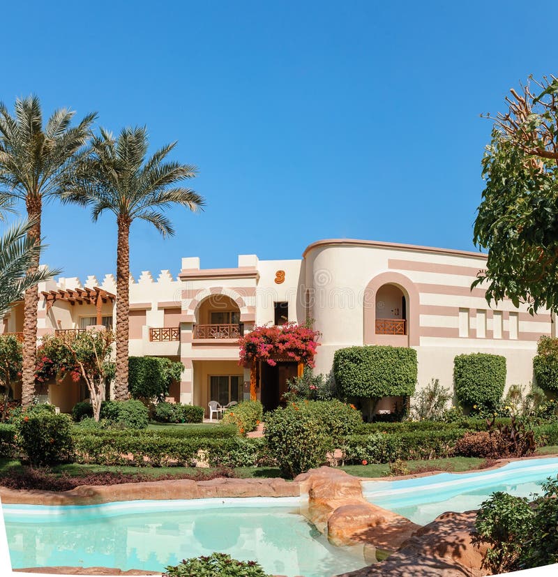 Beautiful Swimming Pool and Palm Trees in Egypt Stock Image - Image of ...