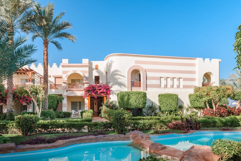 Beautiful Swimming Pool and Palm Trees in Egypt Stock Photo - Image of ...