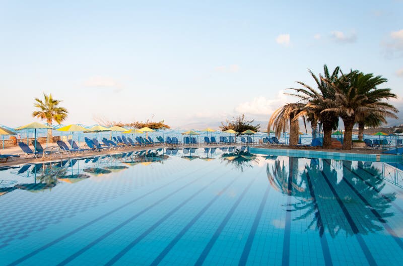 Beautiful Swimming Pool on Shore of Sea Stock Image - Image of scene ...