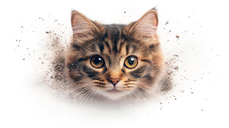 Beautiful Tabby Cat with Floating Dust Particles Stock Illustration ...