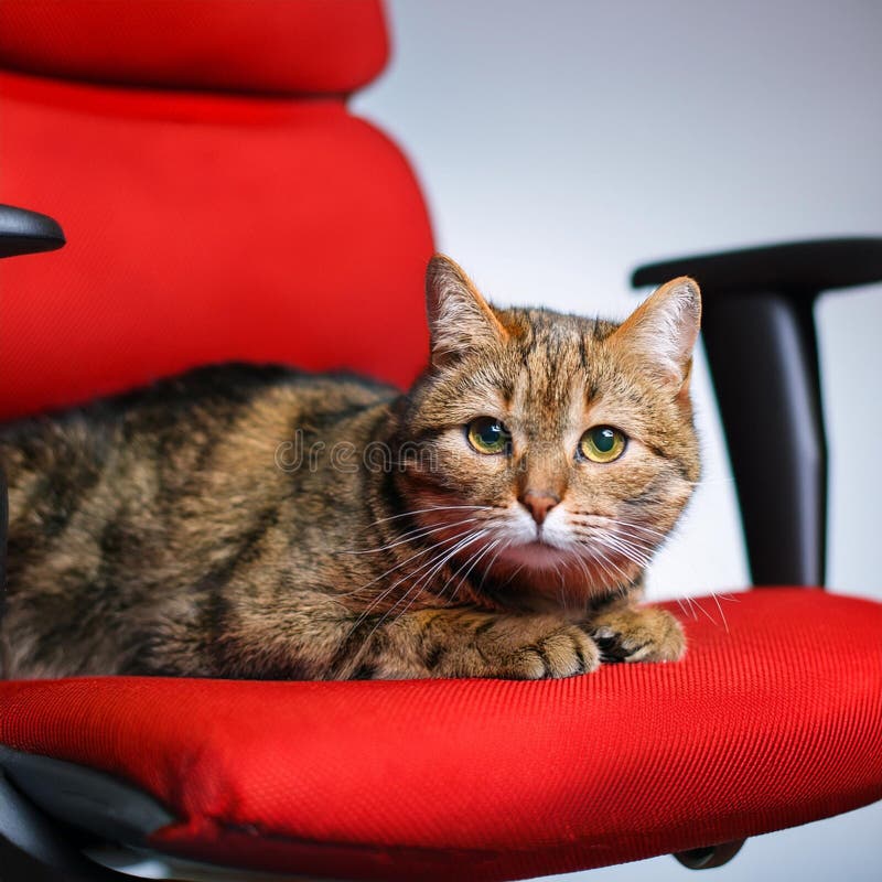Beautiful Tabby Cat Resting on an Office Chair, AI Generated Stock ...
