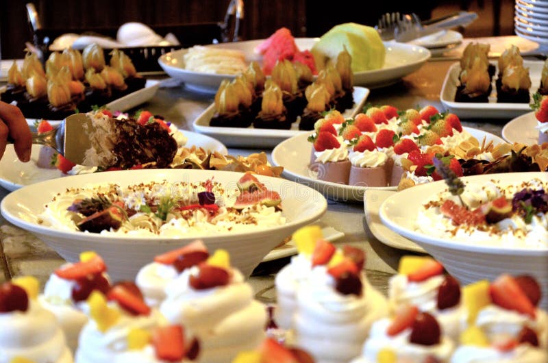 Table Filled with Fine and Colorful Desserts for Lunch Stock Photo ...