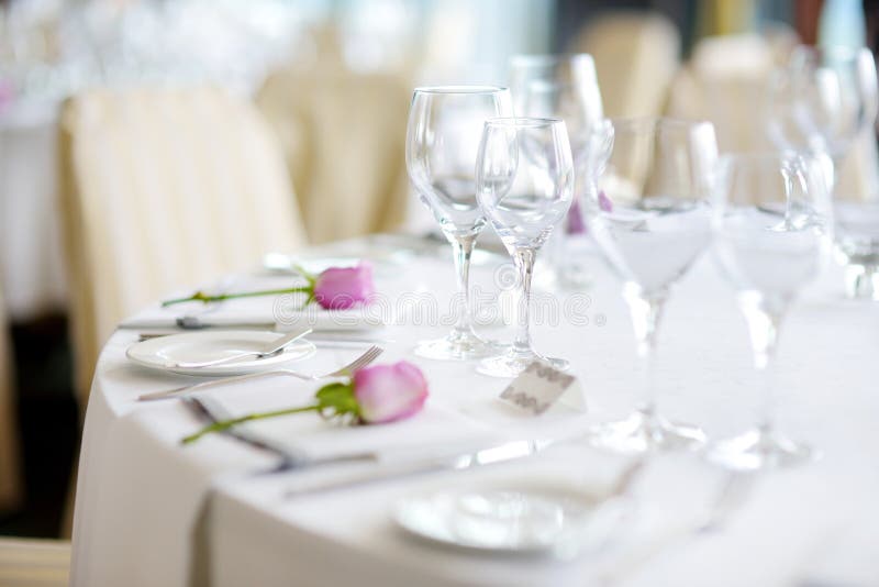 Beautiful Table Set for Some Festive Event, Party or Wedding Stock ...