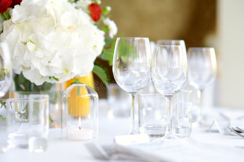 Beautiful Table Set for Some Festive Event, Party or Wedding Stock ...