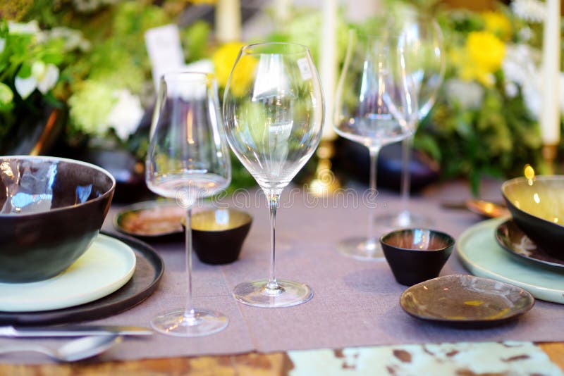 Beautiful Table Set for Some Festive Event or Wedding Reception Stock ...