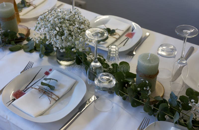 Beautiful Table Set Up for Some Wedding Event Stock Photo - Image of ...