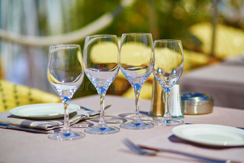 Beautiful Table Setting in a Beach Restaurant Stock Image - Image of ...