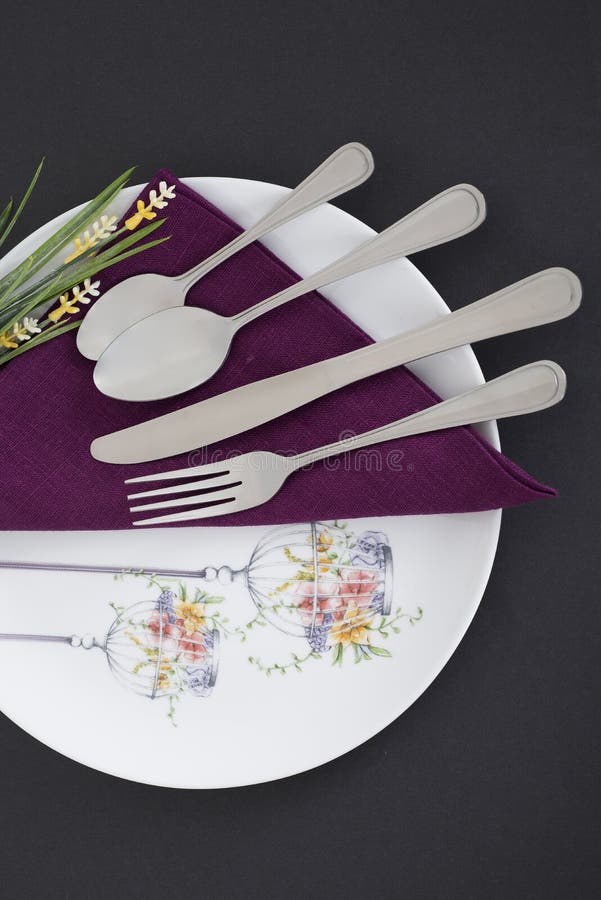 Table Setting with Decorations, Napkins on a Table Stock Photo - Image ...