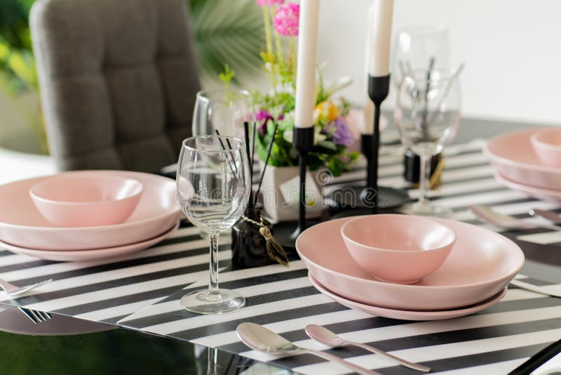 Beautiful Dining Table Arrangement Stock Photo - Image of table, lunch ...