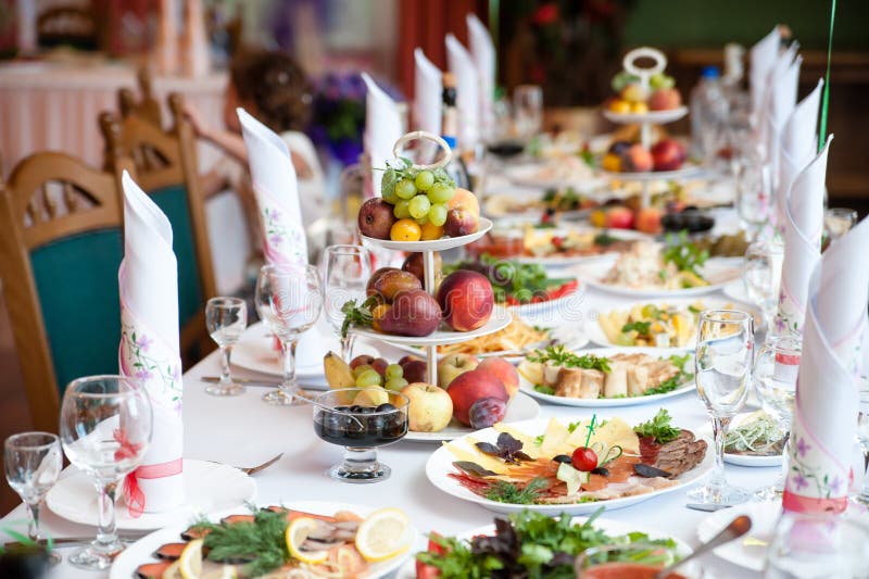 Beautiful Table Setting for a Festive Event. Wedding Decorations. Stock ...