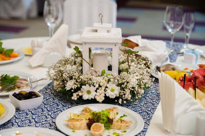 Beautiful Table Setting for a Festive Event. Wedding Decorations. Stock ...
