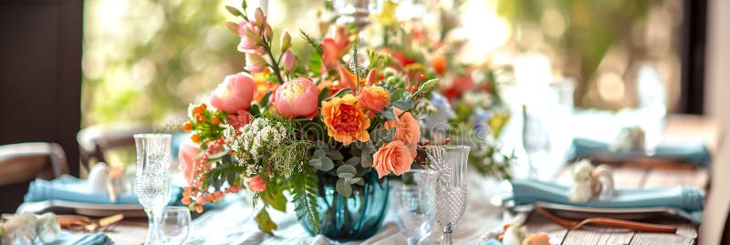 Beautiful Table Setting with Spring Flowers for Easter Celebration ...