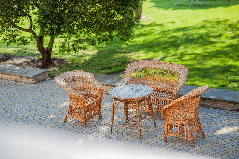 Beautiful Tables and Chairs in the Nature Stock Image - Image of empty ...