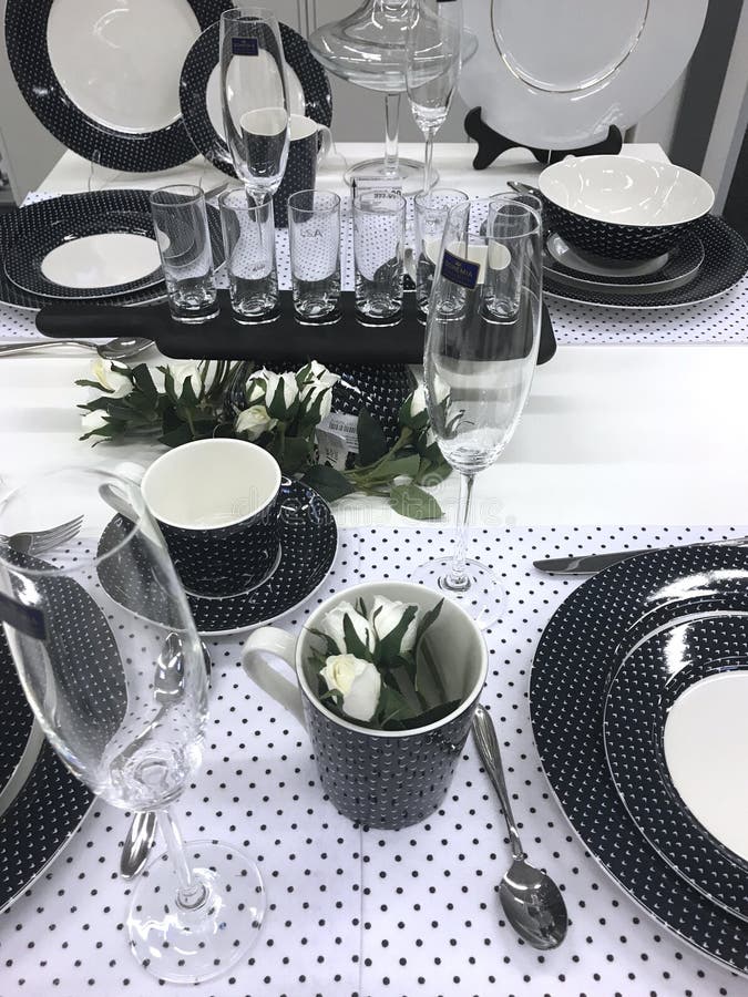 Beautiful Tableware and Table Setting Stock Image - Image of bowl ...