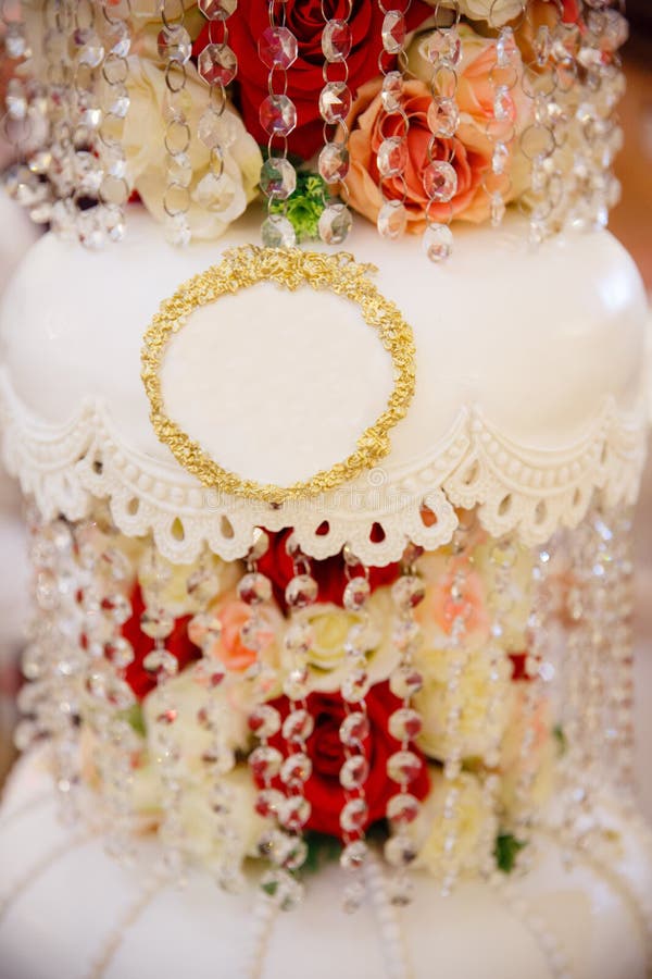 Beautiful Tall Wedding Cake for the Bride and Groom Stock Photo - Image ...