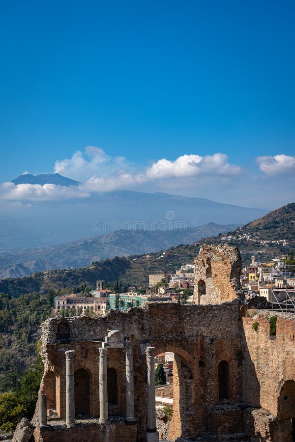 The Beautiful Taormina Italy Sicily Stock Image - Image of island ...