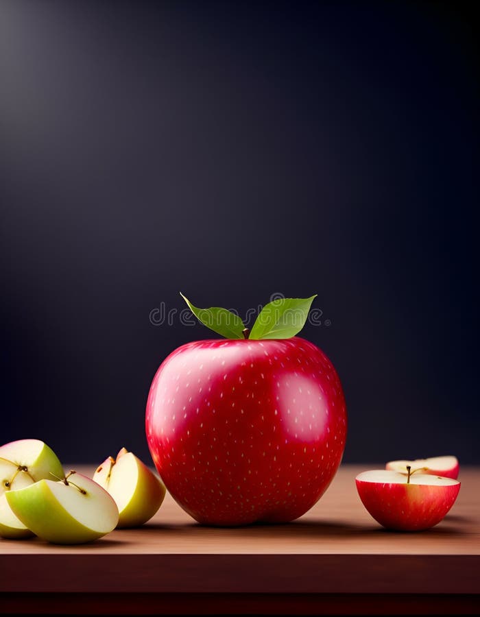 A Beautiful and Tasty Apple on a Table, AI Generated Stock Illustration ...
