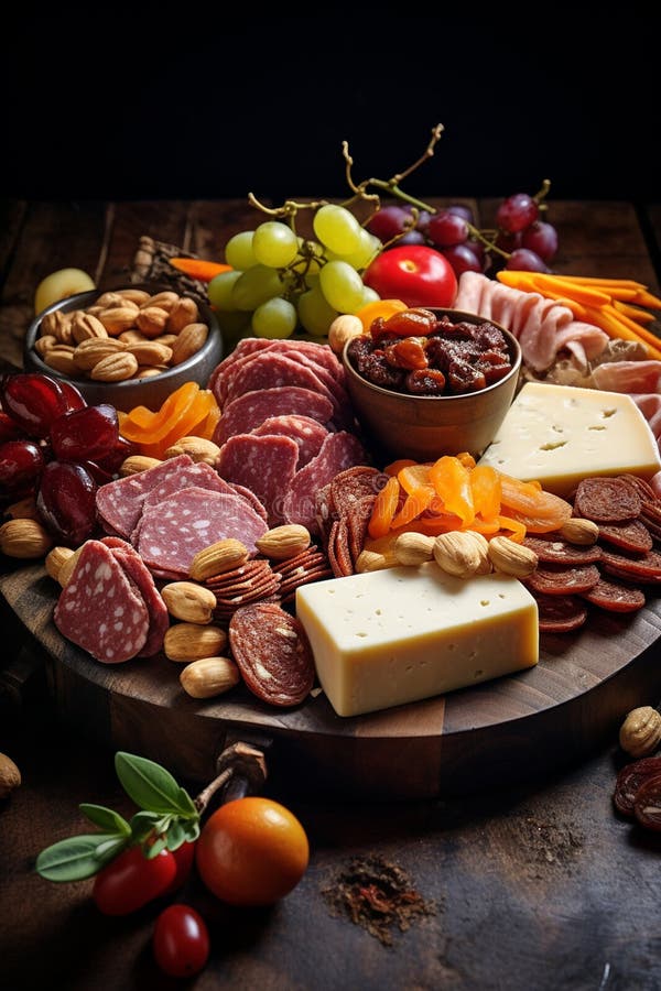 Beautiful and Tasty Cut Sausage,cheese.Board with Snacks. Cold Cuts ...
