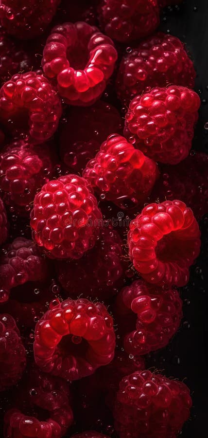 Raspberries on a Red Background in a Splash of Milk Stock Illustration ...