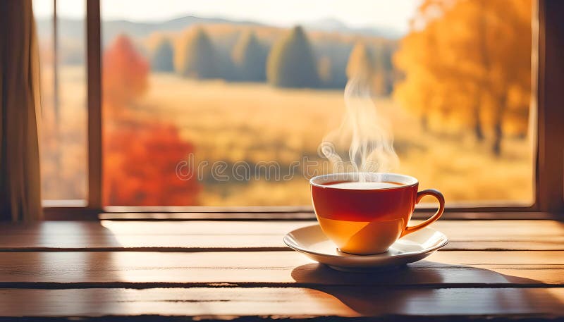 Beautiful Tea in Autumn with Copy Space Stock Illustration ...