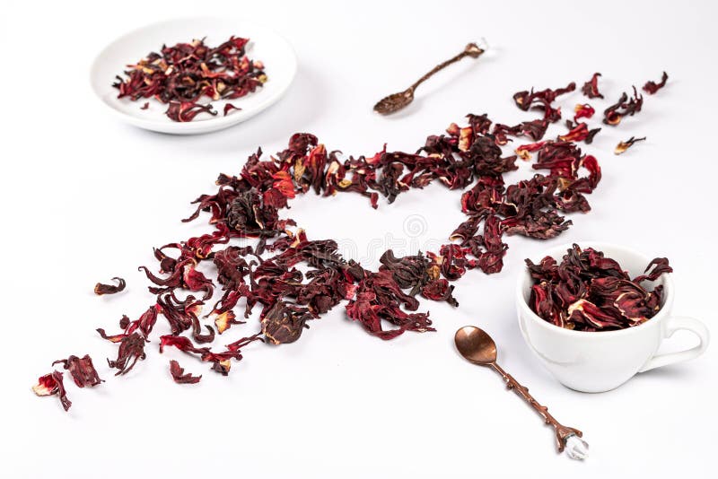 Beautiful Tea Background with Dried Hibiscus Petals Stock Photo - Image ...