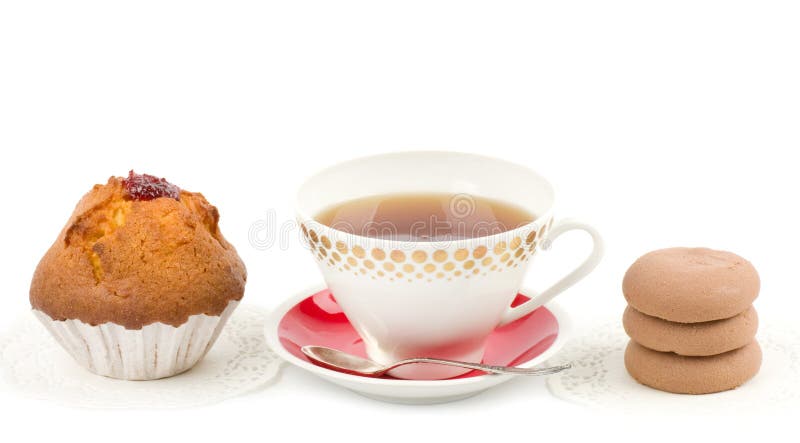 Beautiful Tea Set with Cupcakes Stock Image - Image of delicious ...