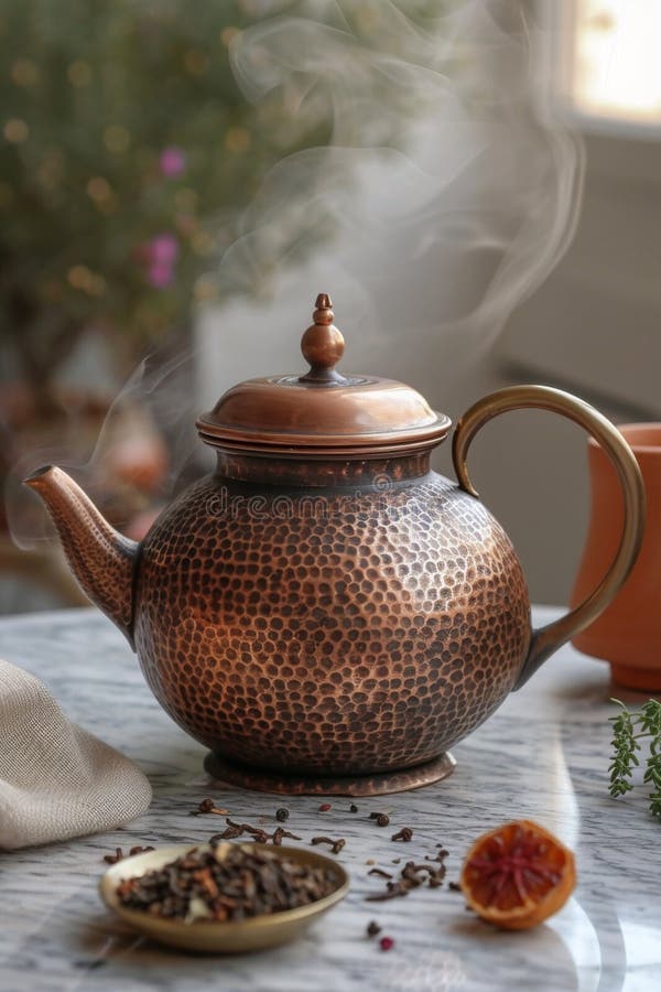 A Beautiful Teapot Stands on the Table in the Interior. Making Tea ...