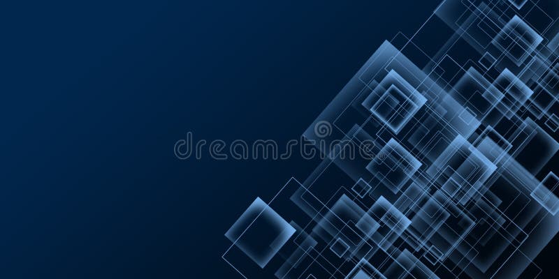 Tech Geometric Blue Background with Squares Stock Illustration ...