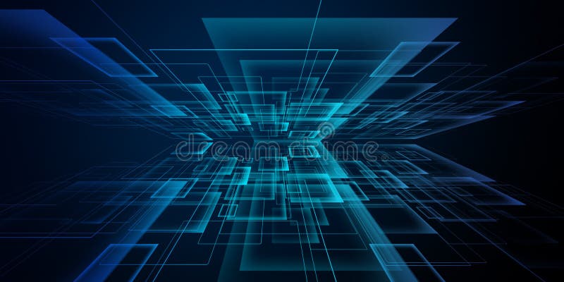 Tech Geometric Blue Background with Squares Stock Illustration ...