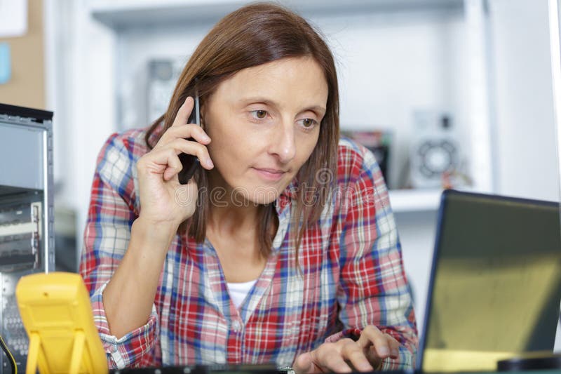 Beautiful Technical Support Checking Computer Stock Image - Image of ...