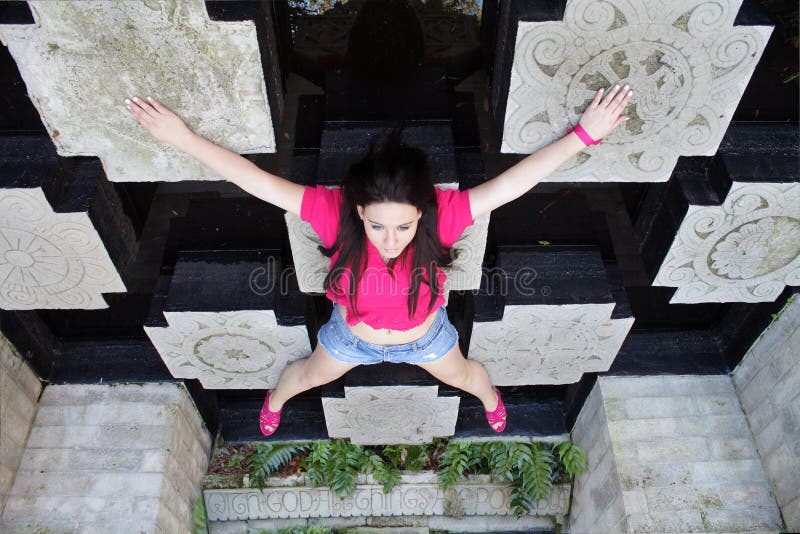 Beautiful Teen Girl on the Ceiling Stock Image - Image of surreal ...